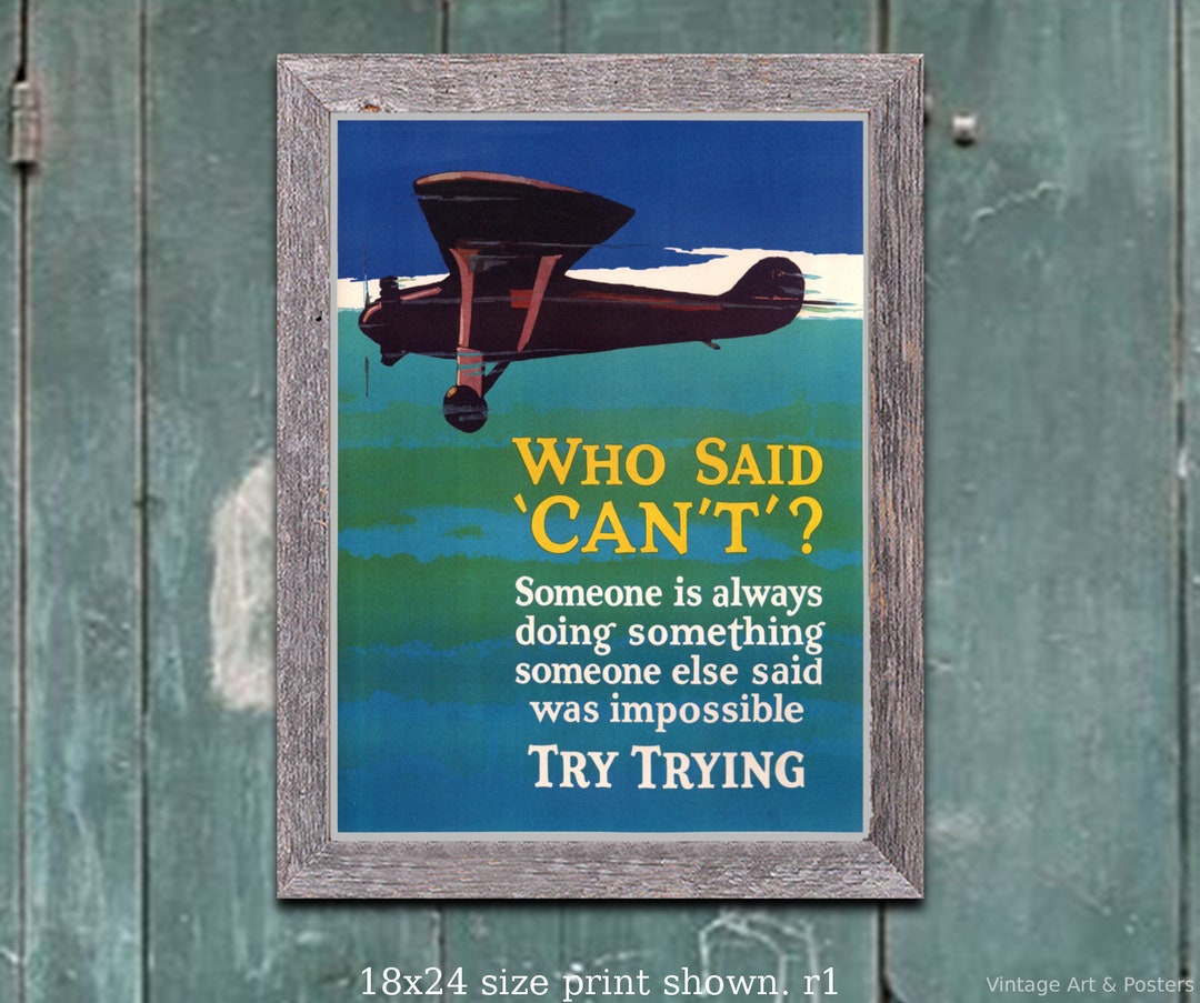 Vintage Motivational Poster, Try Trying, Early 20th Century ...