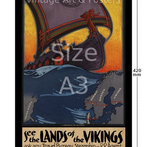 Travel Poster: "land of the Vikings", Vintage Wall Art Print - Etsy