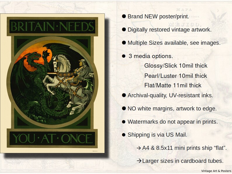 British Recruiting Poster World War I britain Needs - Etsy