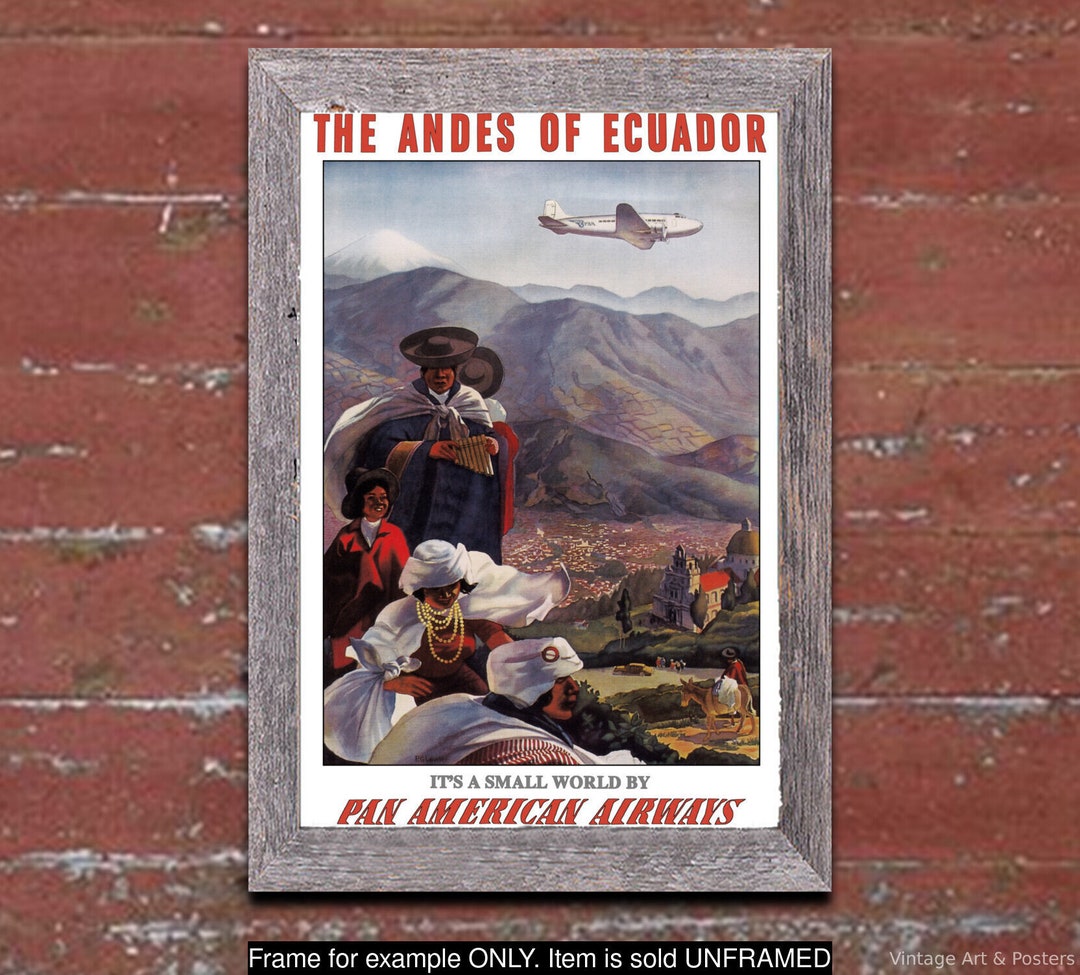 Vintage Travel Poster: "the Andes of Ecuador", Vintage Airline Aviation ...