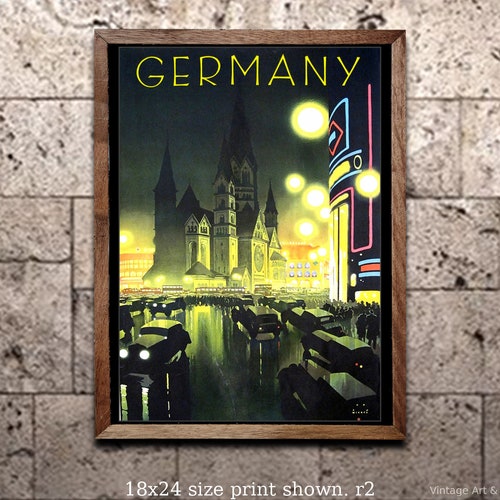 Germany Travel Poster Art Vintage German Print Canvas Hanging - Etsy