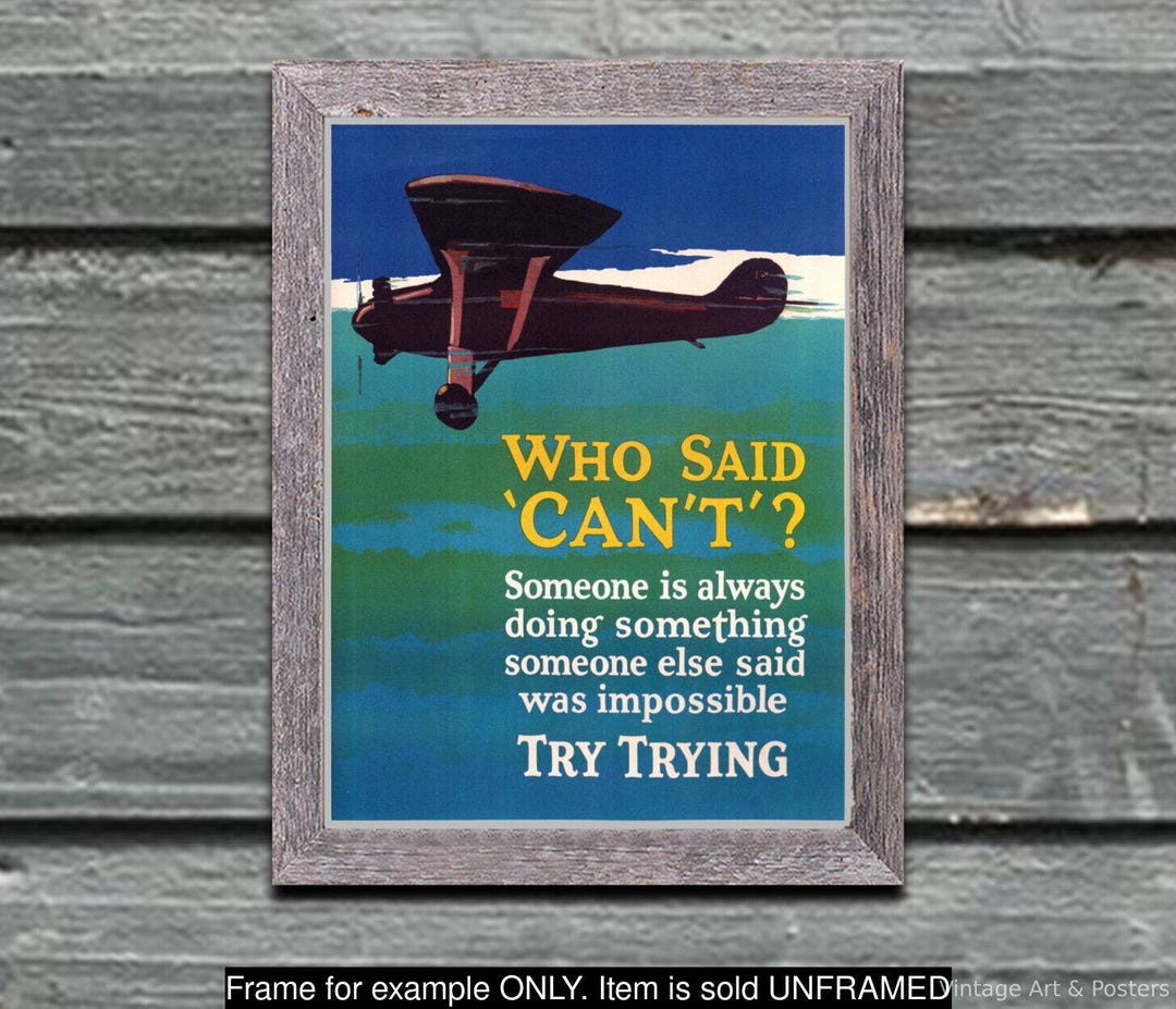 Vintage Motivational Poster: "try Trying", Inspirational Art Print - Etsy