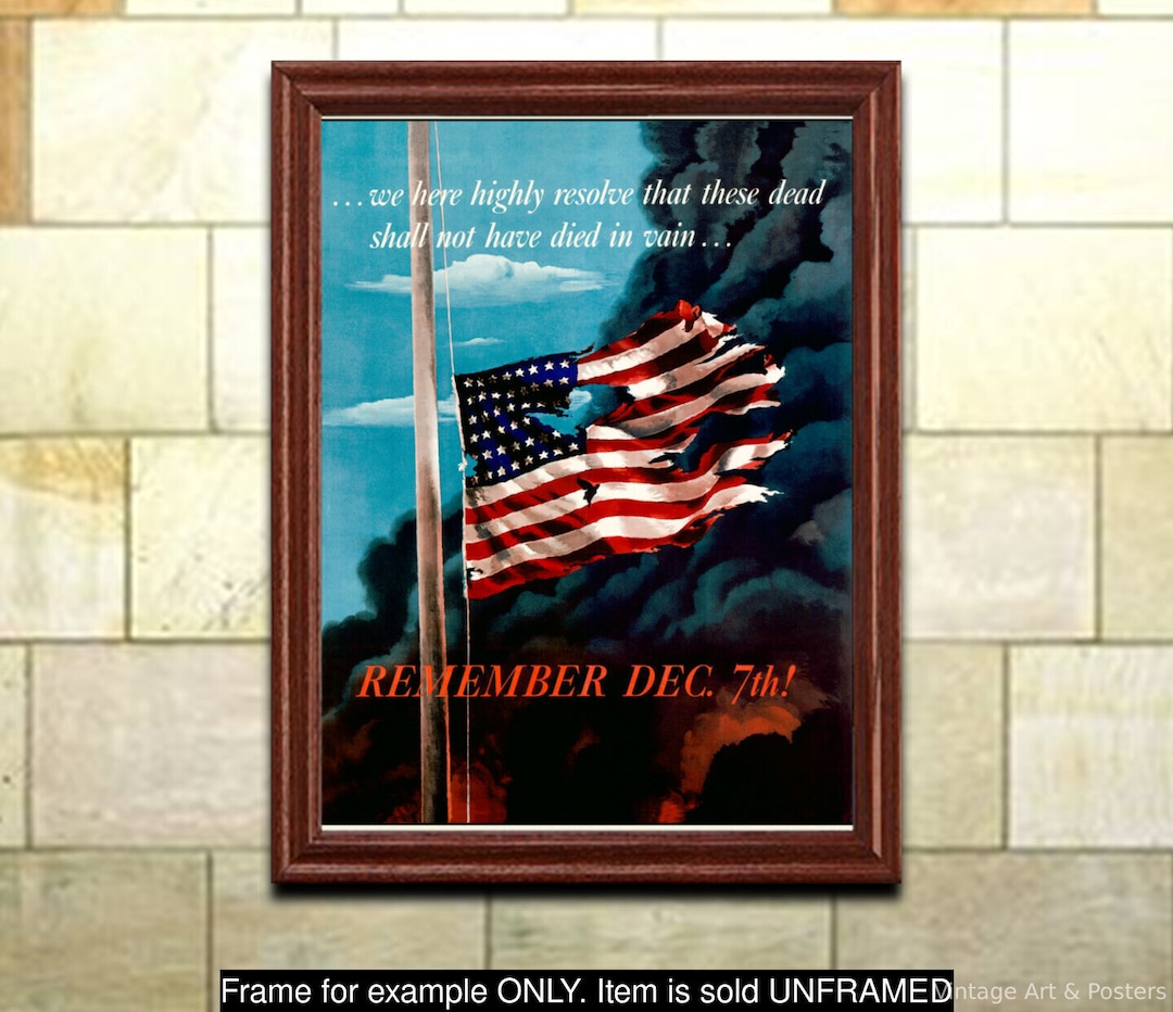 WWII Propaganda Poster: Remember December 7th, Pearl Harbor Vintage ...