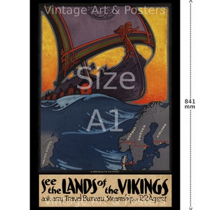 Travel Poster: "land of the Vikings", Vintage Wall Art Print - Etsy