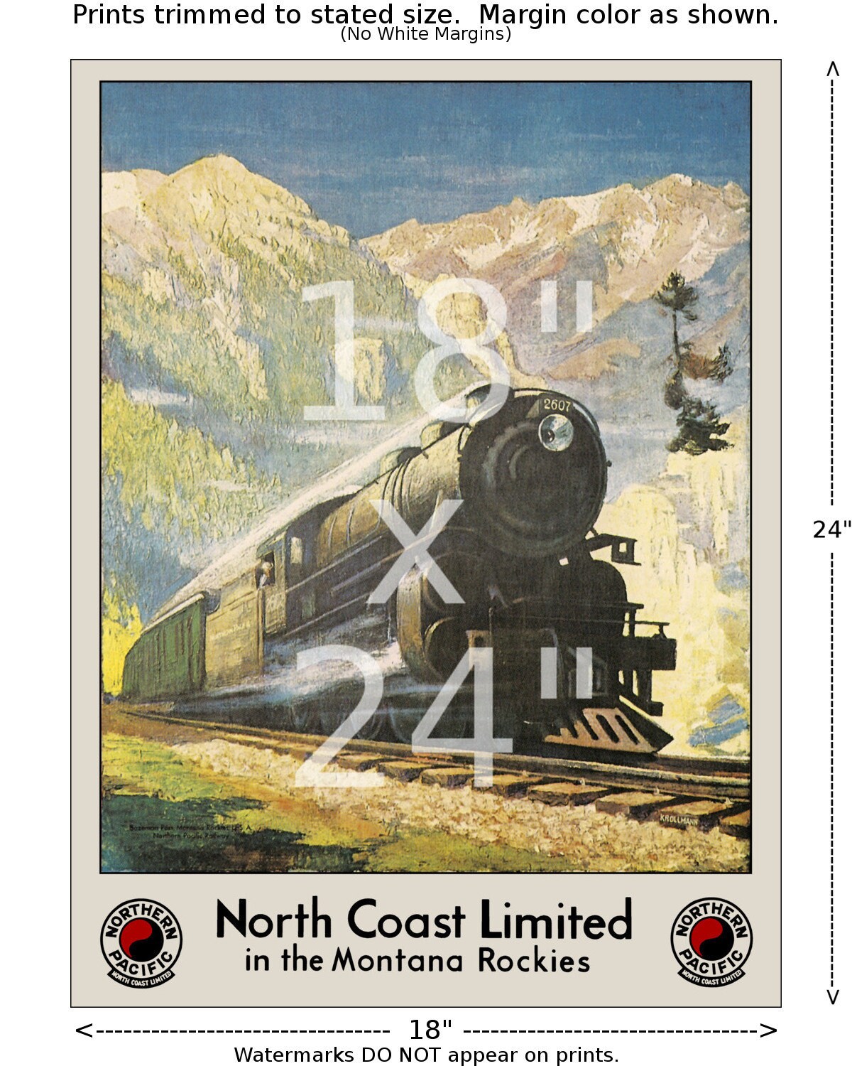 Railroad Poster Print Northern Pacific Railroad North Coast Etsy
