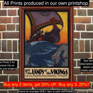 Travel Poster: "land of the Vikings", Vintage Wall Art Print - Etsy