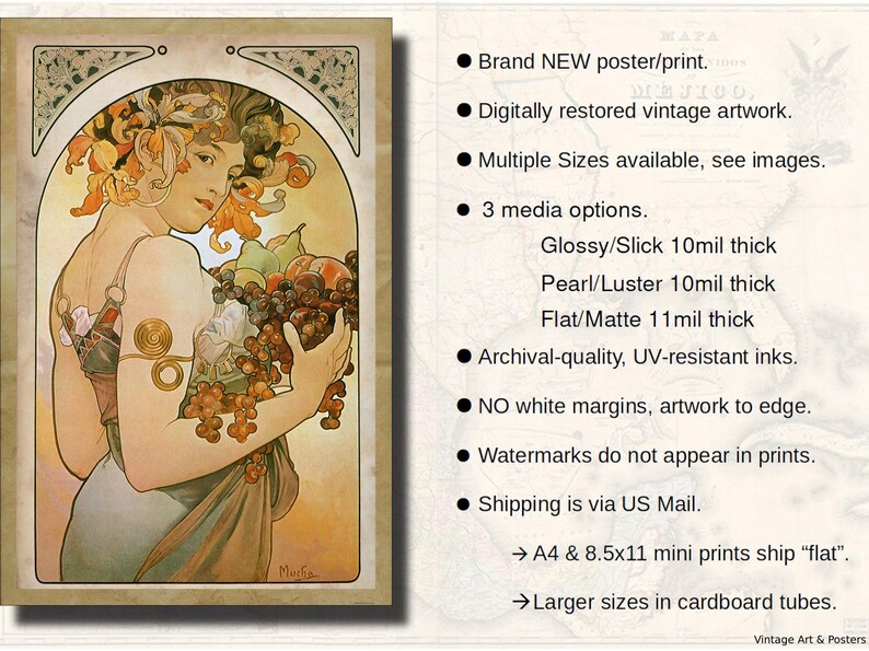 Mucha Art Nouveau "le Fruit" Print: Bohemian Decor Wall Art - Etsy
