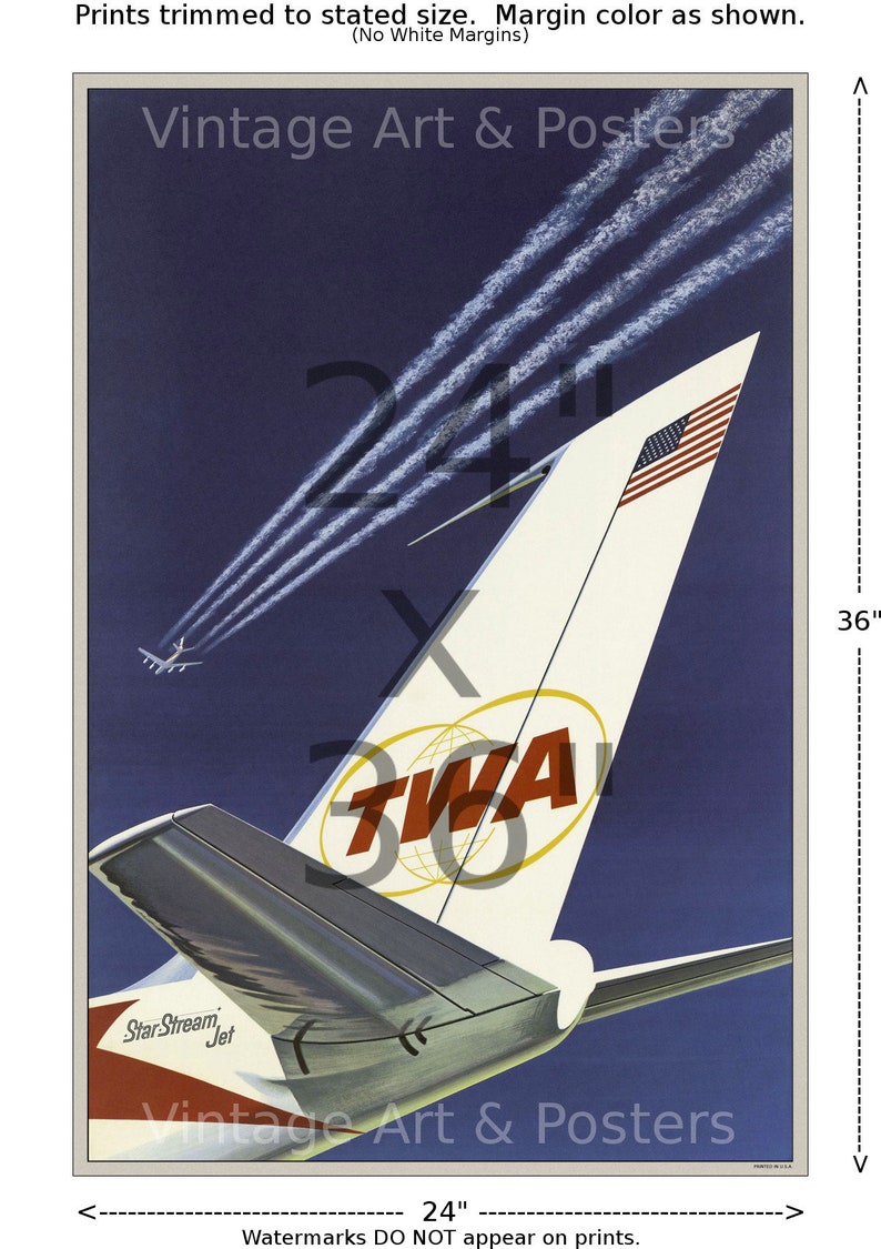 Vintage TWA Travel Poster: Starstream Jets, Aviation Art Print - Etsy