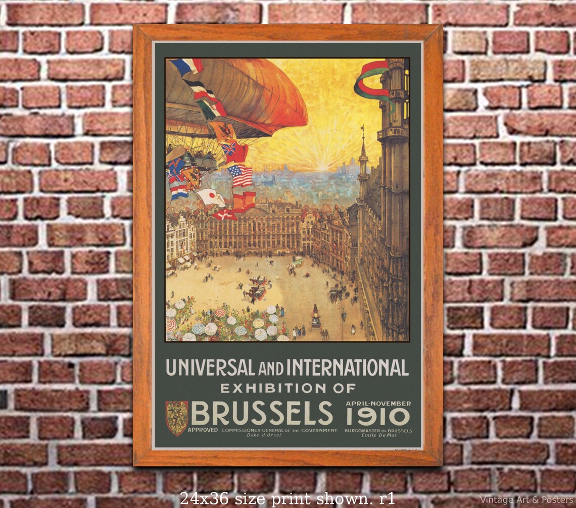 Vintage Aviation Art Print Poster 1910 Brussels | Etsy