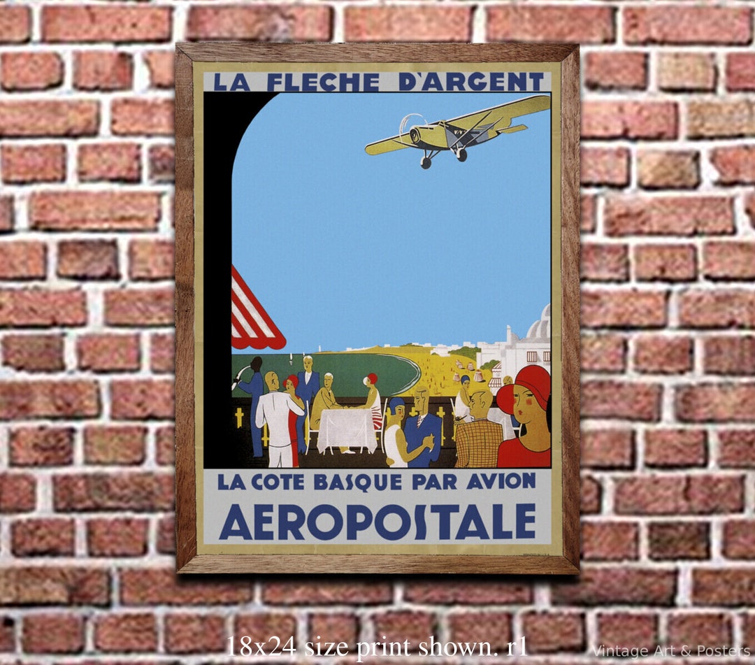Aviation Art Print Aero Postale, Vintage Air Mail Poster Wall Art for ...