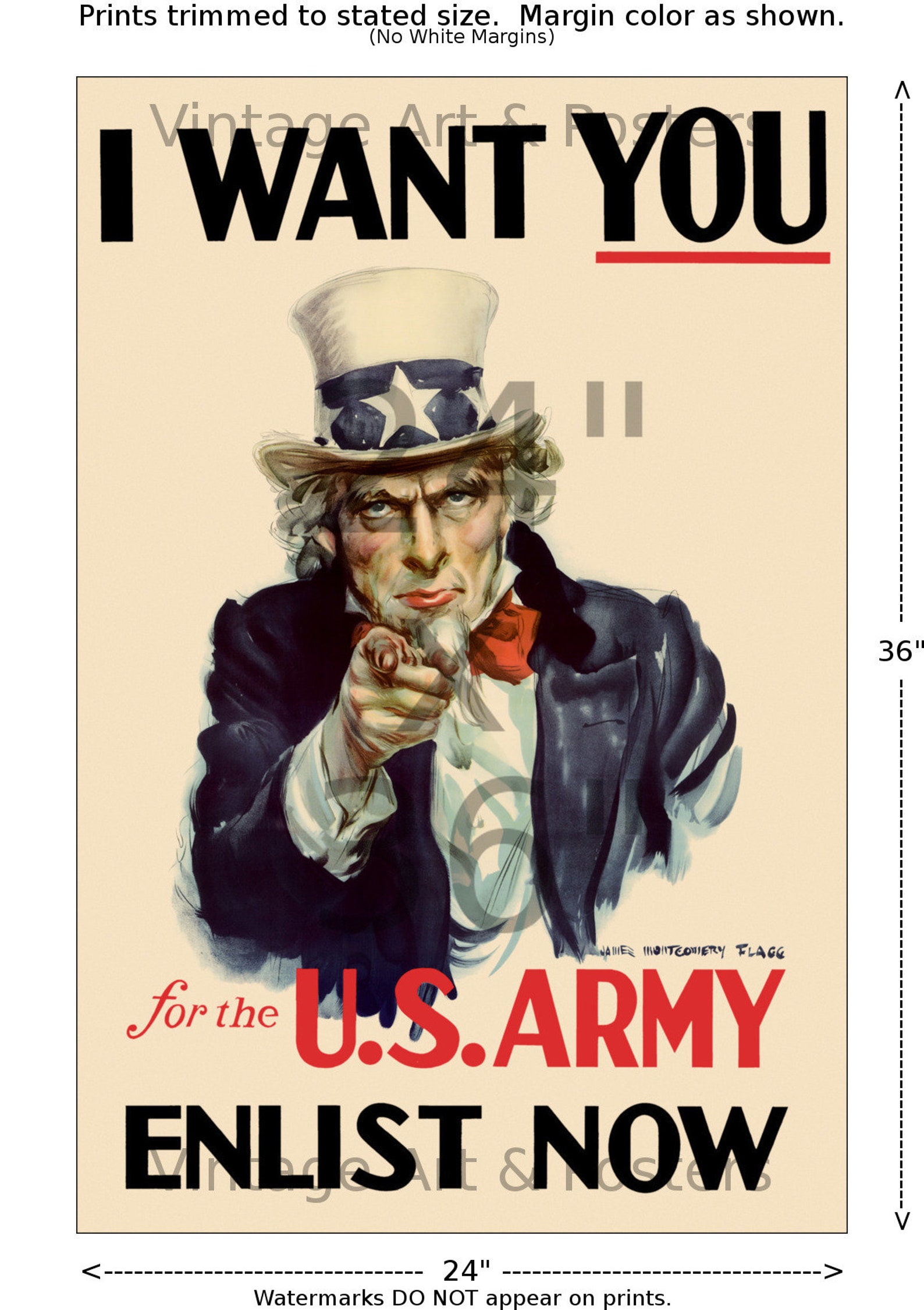 World War II U.S. Recruiting Poster Uncle Sam I Want You | Etsy