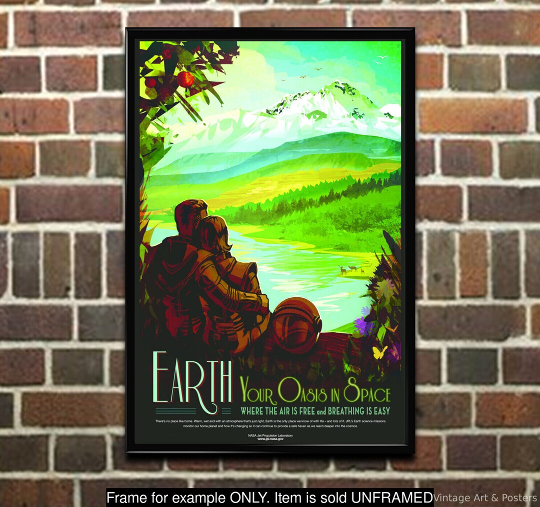 NASA JPL Space Tourism Poster Earth Oasis in Space, Wall Art for Home ...