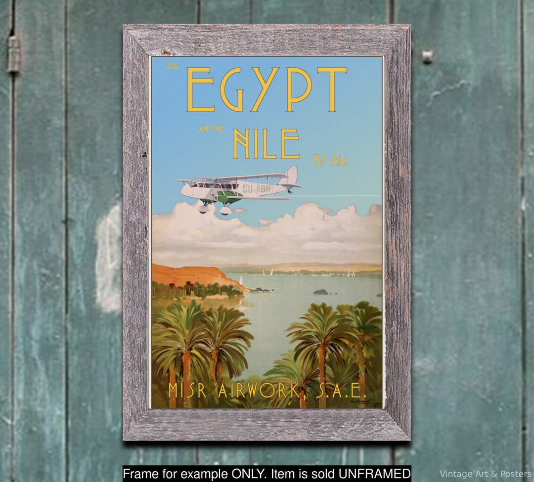 Travel Poster - Egyptian MISR Airline - Vintage Aviation Art Print ...