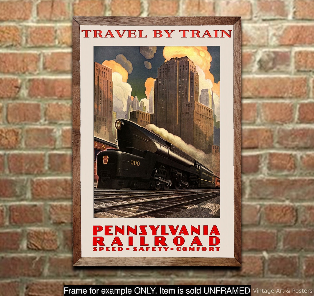 Railroad Travel Poster, Pennsylvania RR, Travel by Train Vintage Travel ...