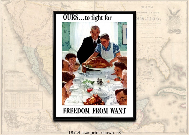Norman Rockwell Four Freedoms Poster Set: WWII Propaganda Art - Etsy