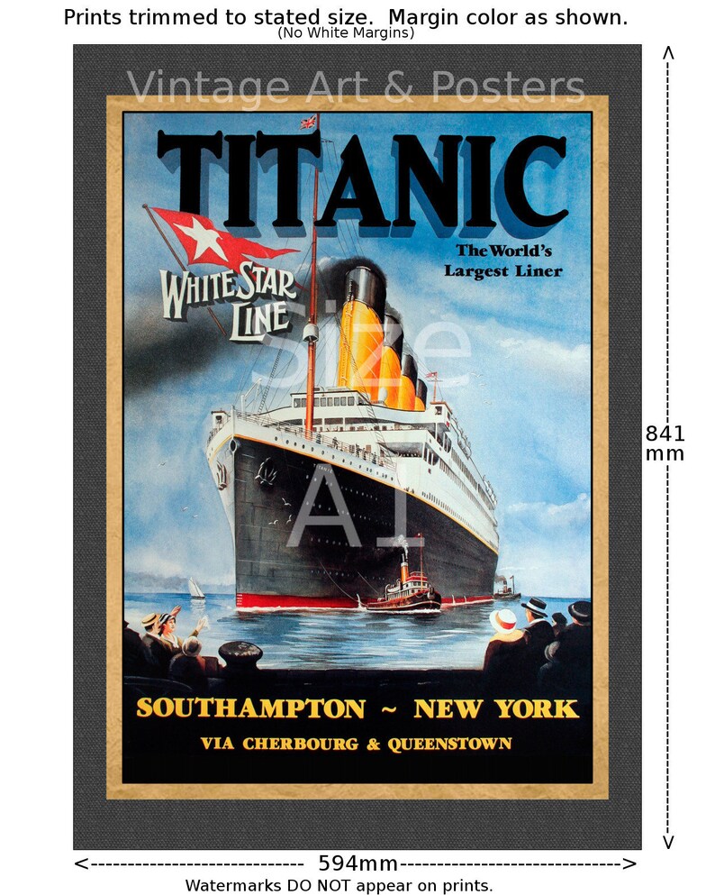 Titanic Poster White Star Line Vintage Travel Art Print - Etsy