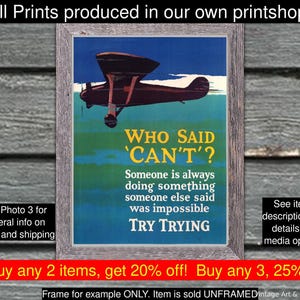Vintage Motivational Poster: "try Trying", Inspirational Art Print - Etsy