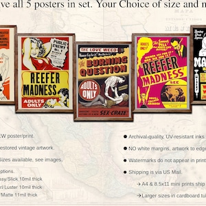 Reefer Madness Poster Set - Set of 5 Vintage Anti-marijuana Film Art ...