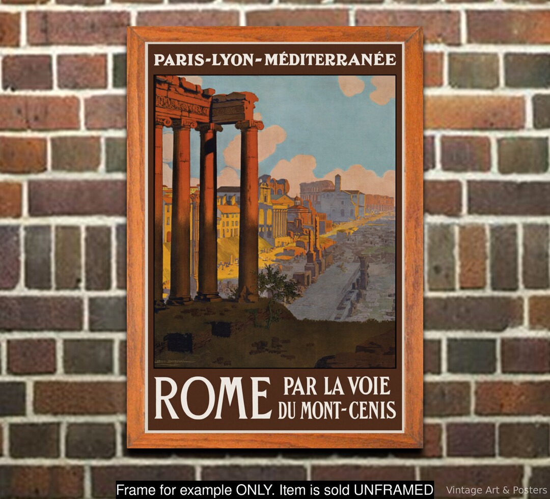 Railroad Travel Poster, Rome PLM Railways Vintage Print, Wall Art for ...