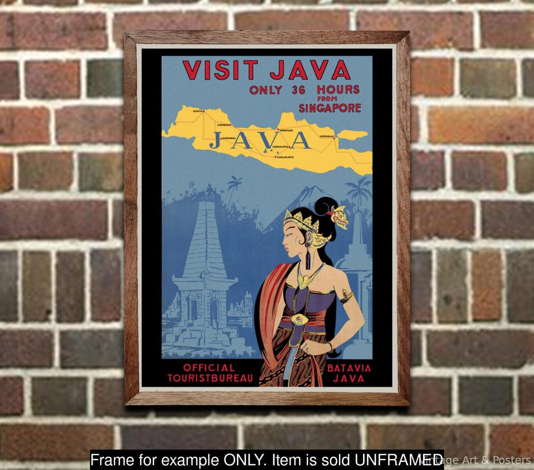Travel Poster: "visit Java" , Wall Art Print, Vintage Decor - Etsy