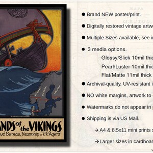 Travel Poster: "land of the Vikings", Vintage Wall Art Print - Etsy