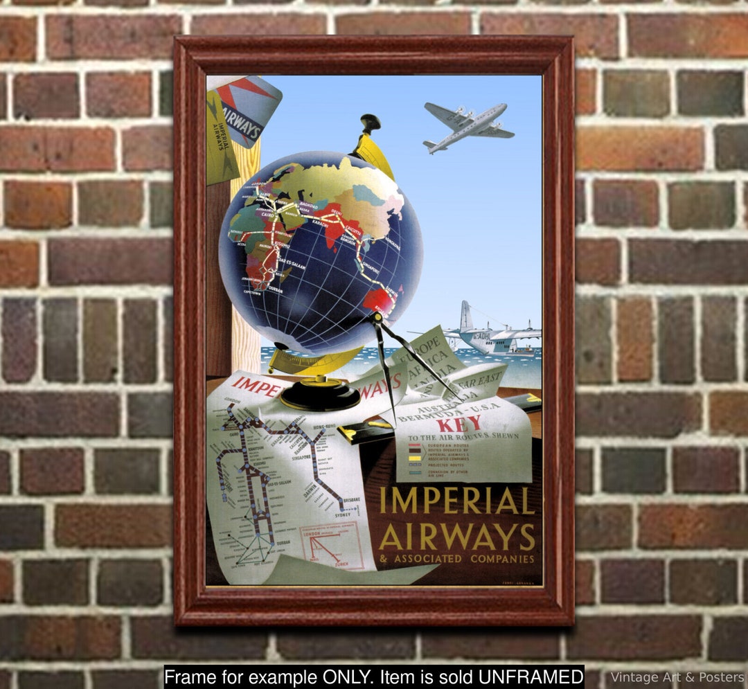 Airline Travel Poster Imperial Airways - Vintage Aviation Print, Walll ...
