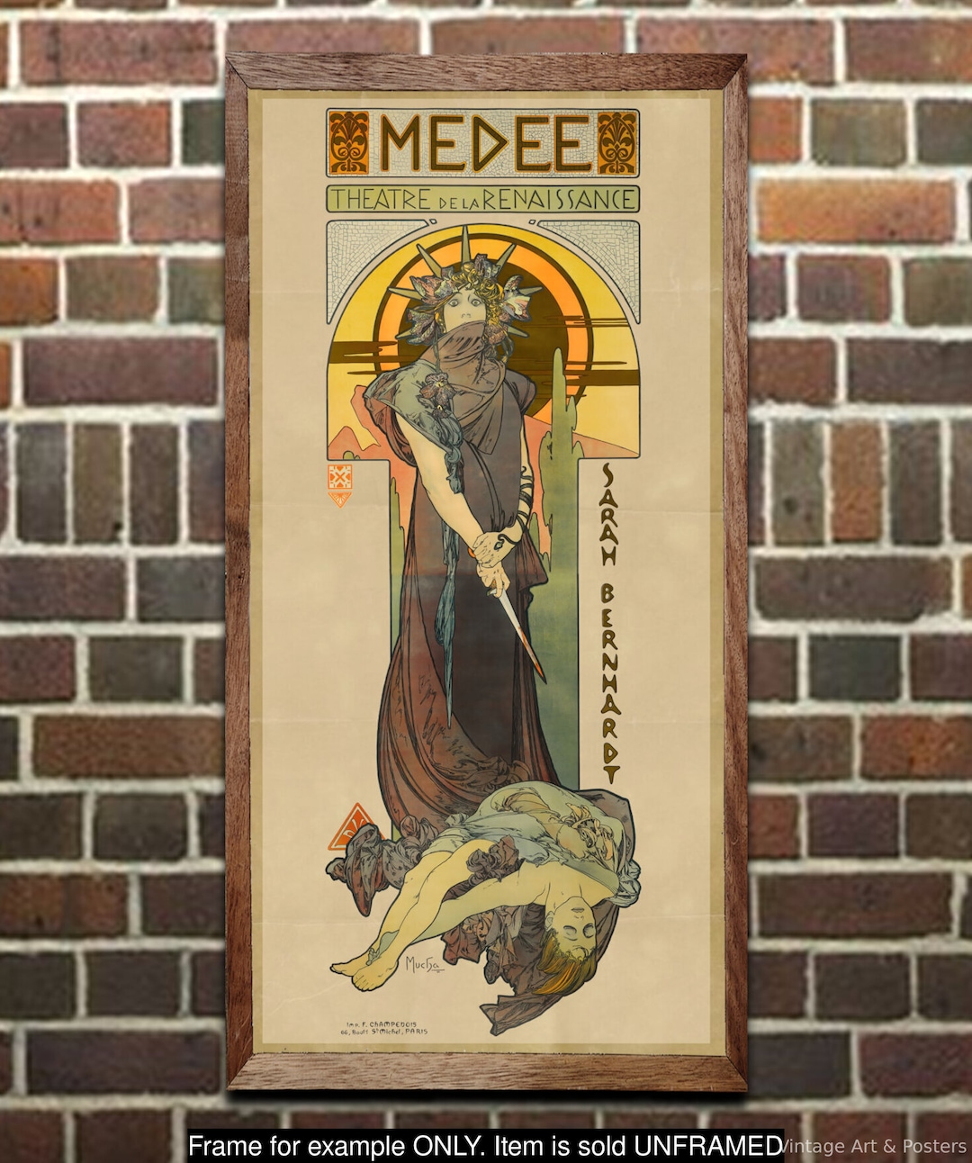 Art Nouveau Mucha Print, Medee, Vintage 'bohemian' Wall Art Poster for ...