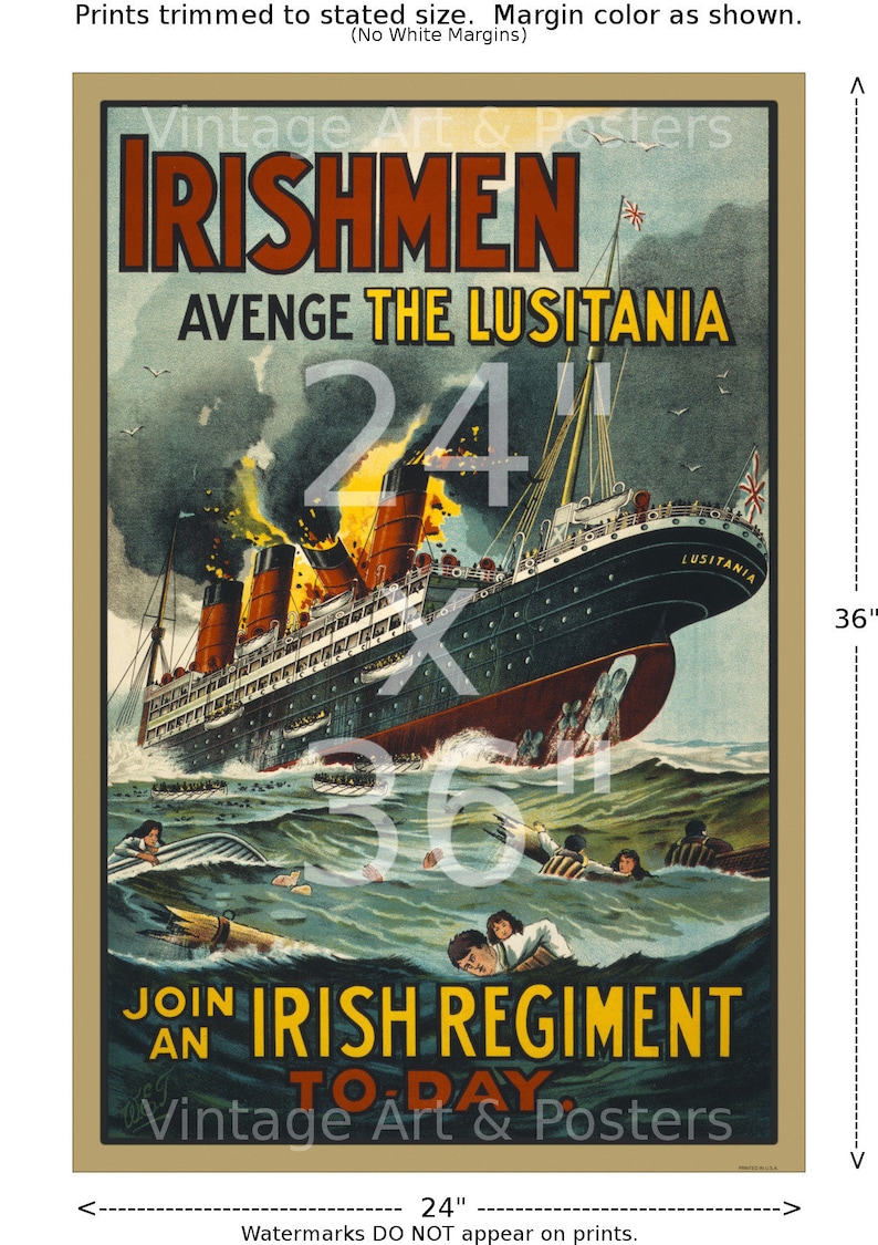Propaganda Poster Avenge the Lusitania World War I Propaganda - Etsy