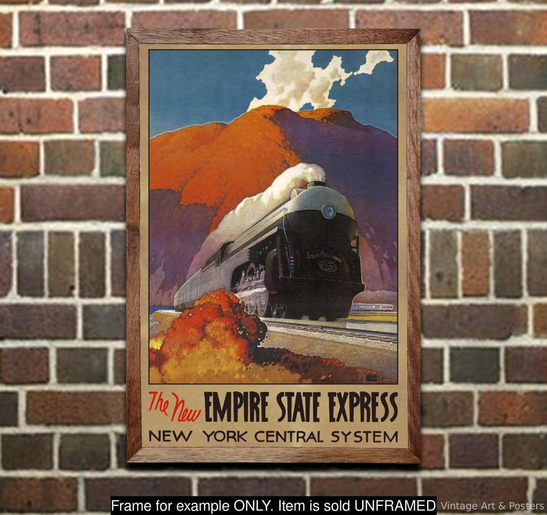 Railroad Travel Poster Empire State Express NY Central, Vintage Rail ...
