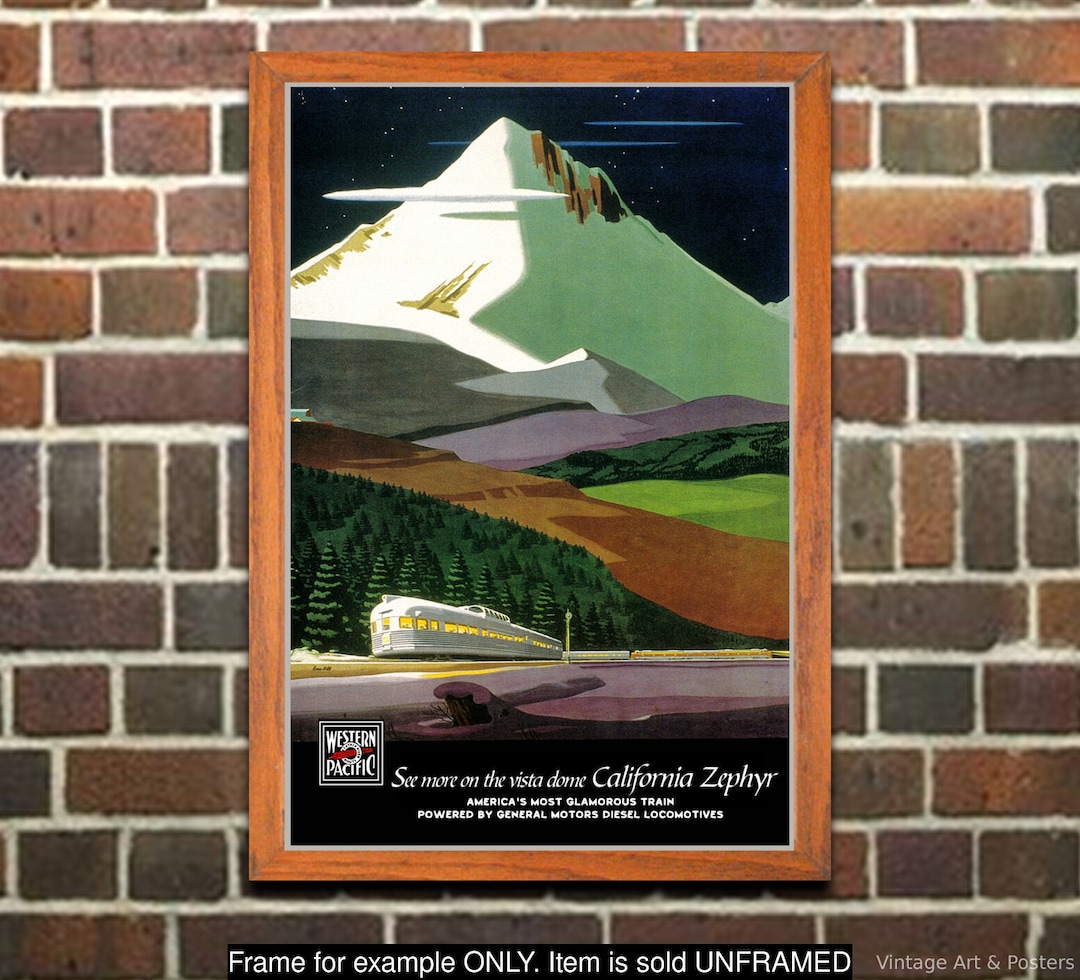 Travel Poster California Zephyr Western Pacific Railroad, Vintage ...