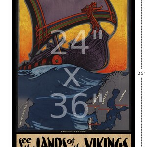 Travel Poster: "land of the Vikings", Vintage Wall Art Print - Etsy