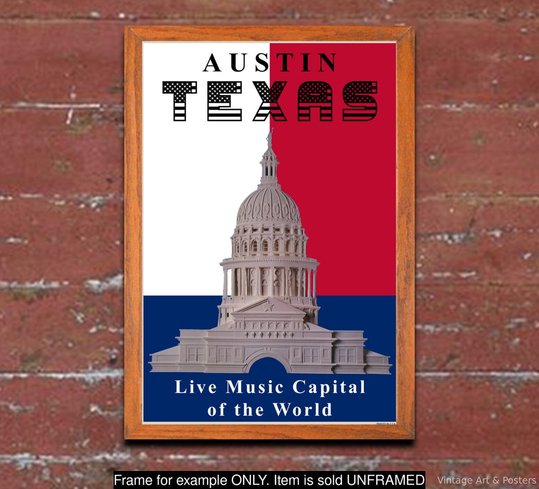 Austin Texas Poster: "live Music Capital of the World" Art Print - Etsy