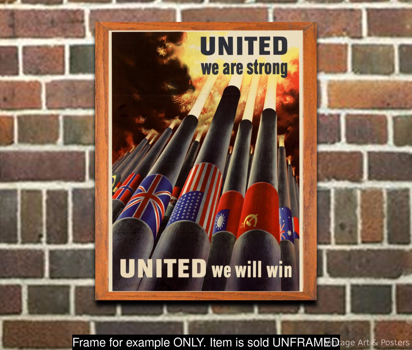 WWII Propaganda Poster: "united We Are Strong" Vintage Wall Art Print ...