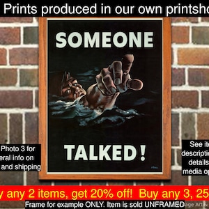 WWII Propaganda Poster Someone Talked! Vintage United States World War ...