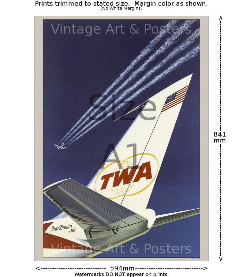 Vintage TWA Travel Poster: Starstream Jets, Aviation Art Print - Etsy
