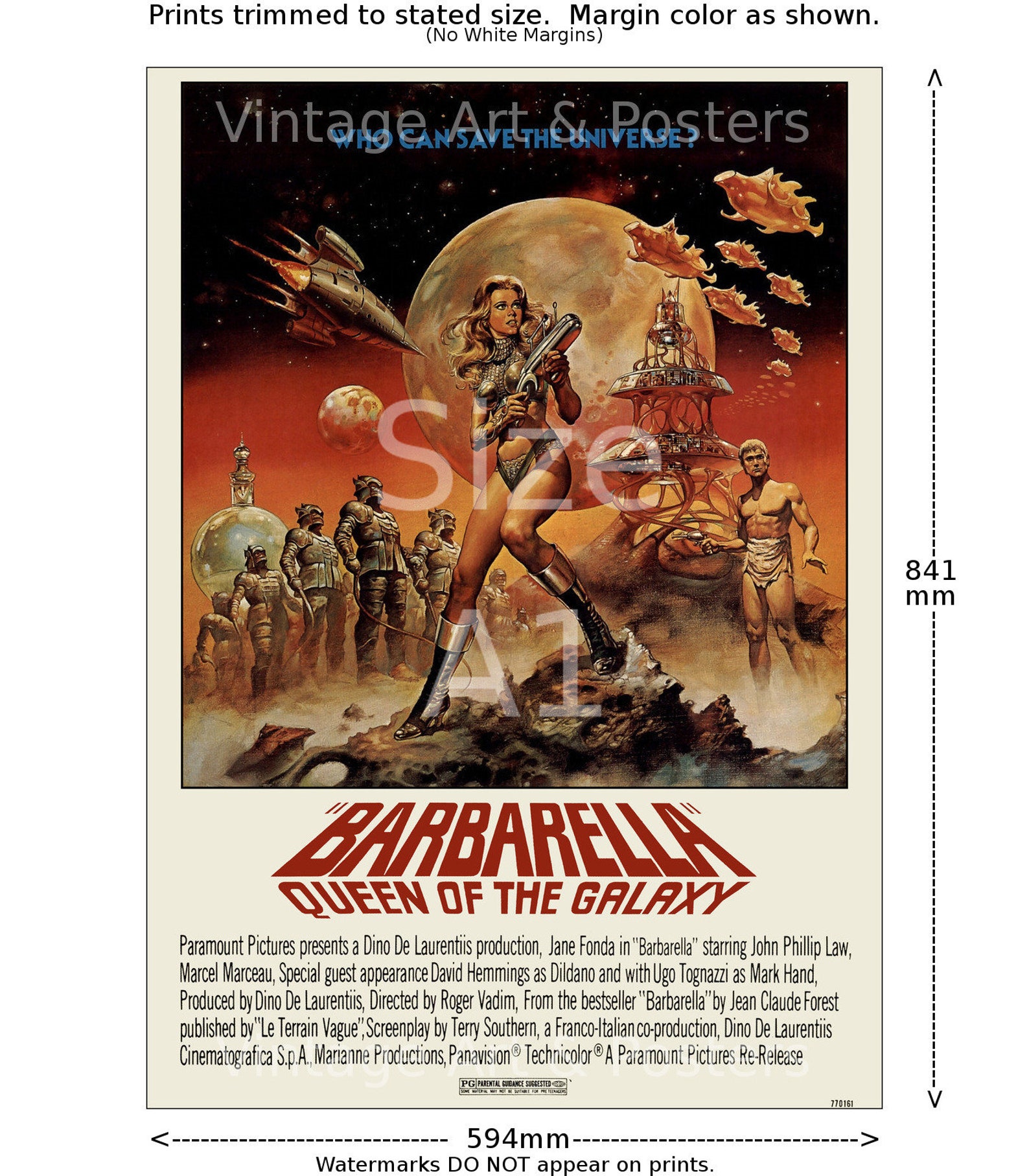 Movie Poster Barbarella Jane Fonda Film Art Print Lobby - Etsy