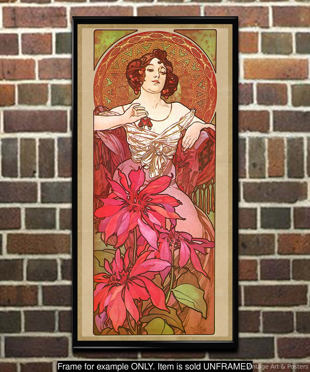 Art Nouveau Print Mucha Ruby, One of Four in the Precious Stones Series ...