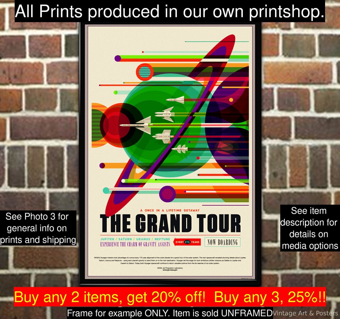 NASA JPL Poster Grand Tour Space Tourism Sci-fi Themed Art - Etsy