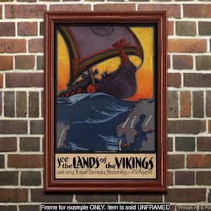 Travel Poster: "land of the Vikings", Vintage Wall Art Print - Etsy