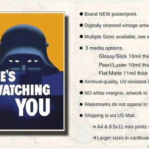 US World War II Propaganda Poster He's Watching You, Kilroy Vintage Art ...