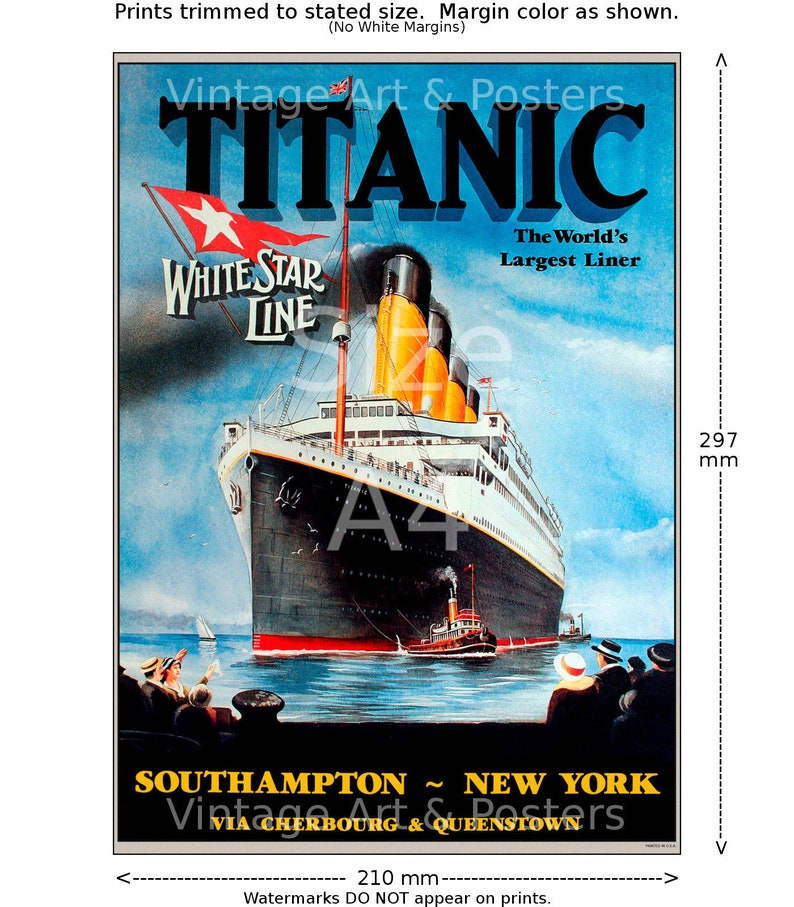 Titanic Poster Print White Star Line Vintage Steamship Sea Etsy