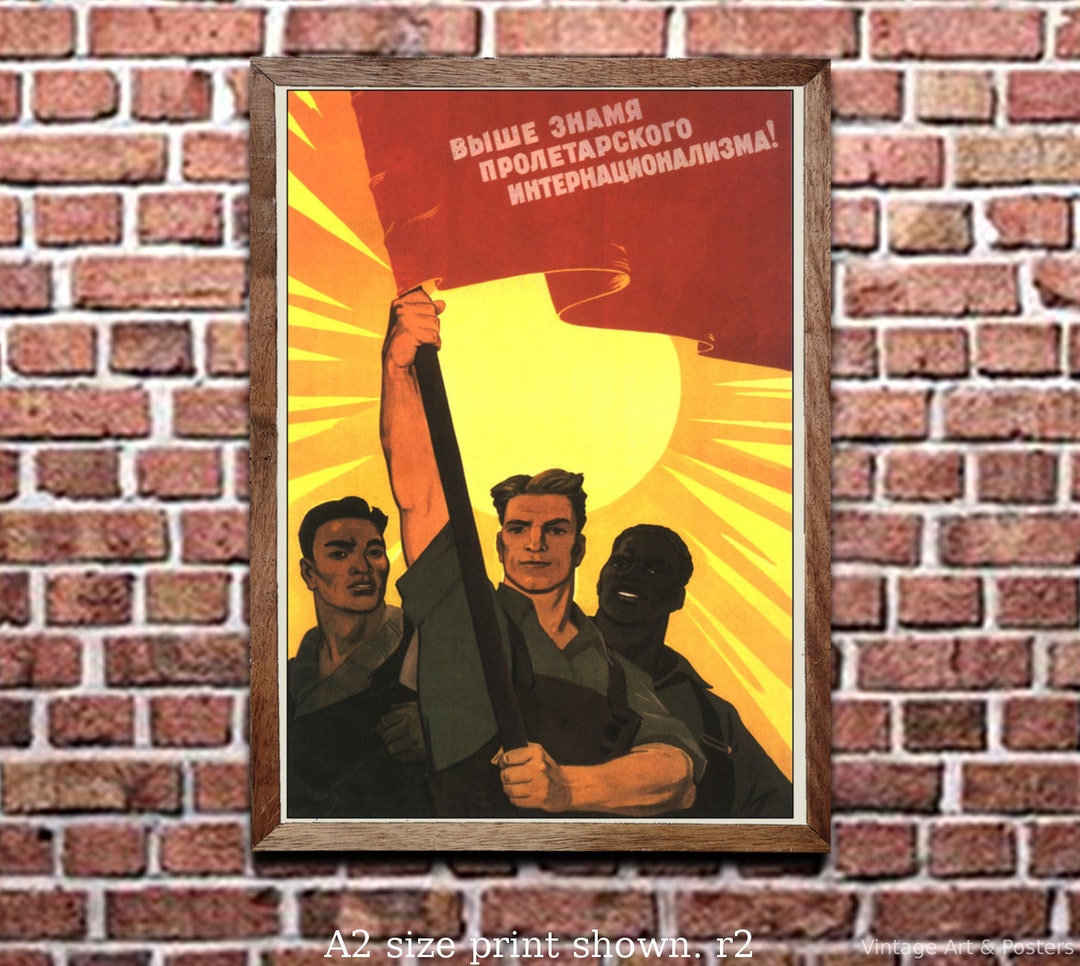 Soviet Propaganda Poster World War II, - Raise High the Banner, Vintage ...