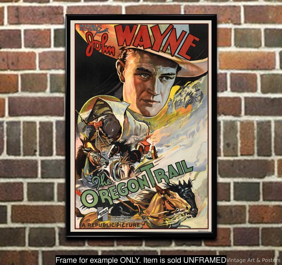 John Wayne Movie Poster: "the Oregon Trail", Western Film Lobby Card ...