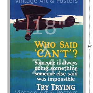 Vintage Motivational Poster: "try Trying", Inspirational Art Print - Etsy