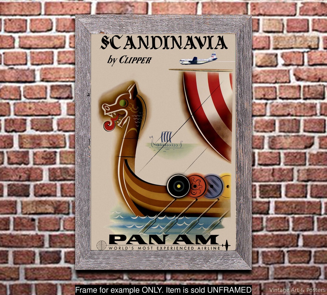 Airline Travel Poster Scandinavia Vintage Print, Wall Art for Home or ...