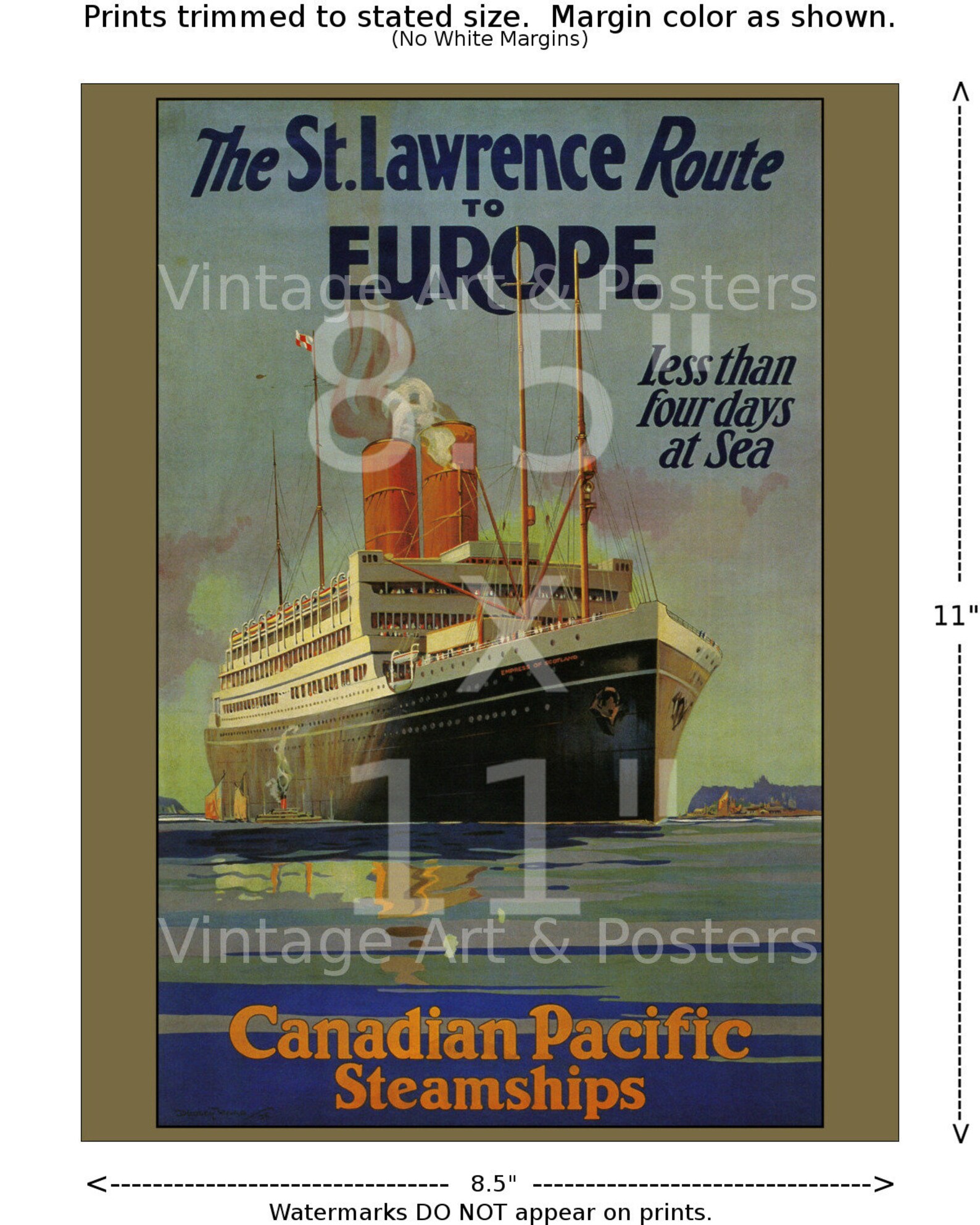 Travel Poster St. Lawrence Route Canadian Pacific Steamship - Etsy