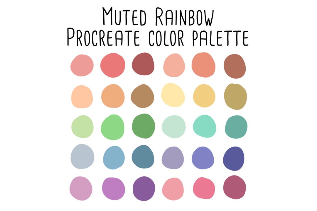 Muted Rainbow Procreate Color Palette Commercial Use .swatches File ...
