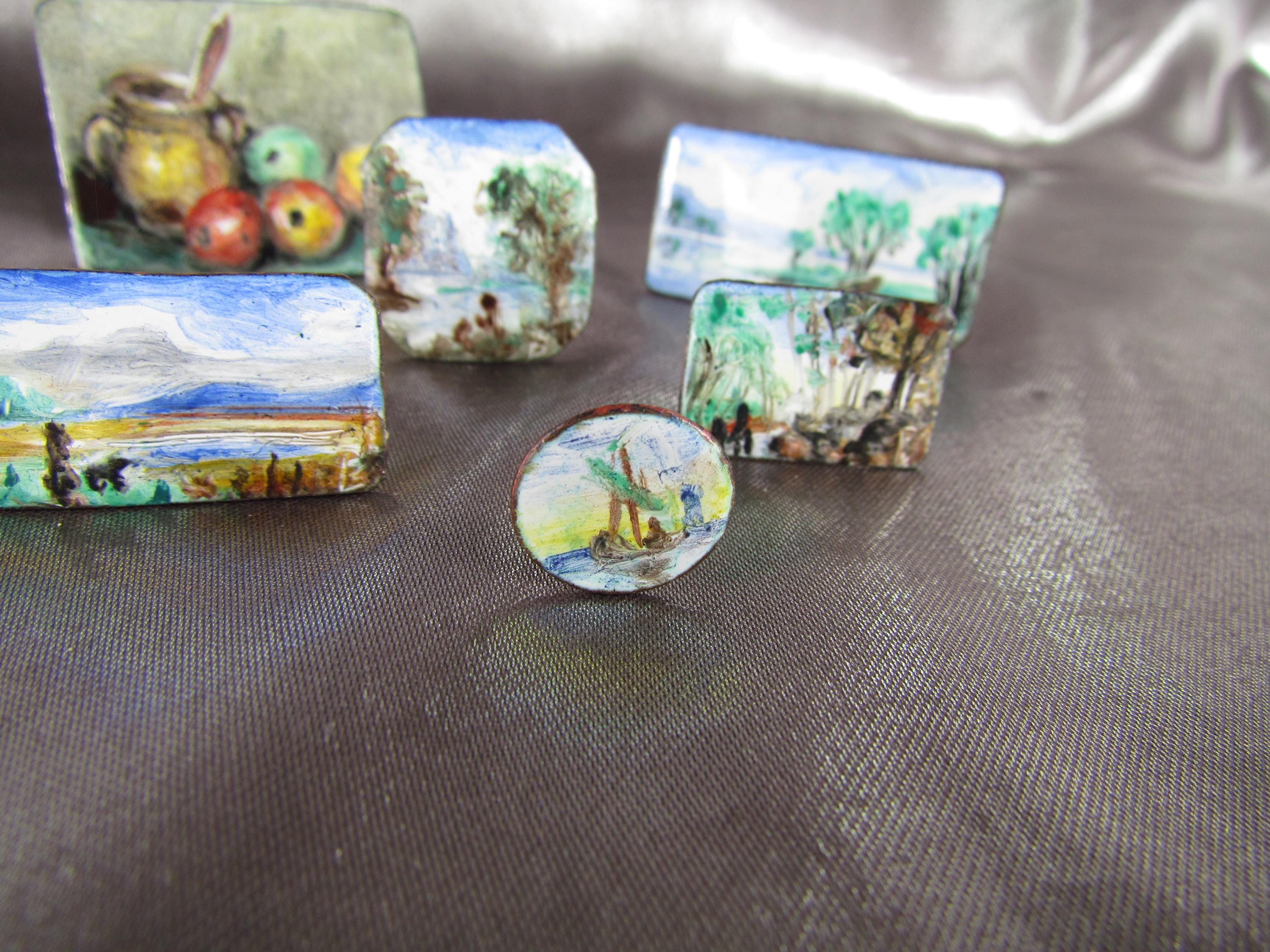 Enamels Copper, Enameled Landscapes Painting, Antique Limoges Enamels ...
