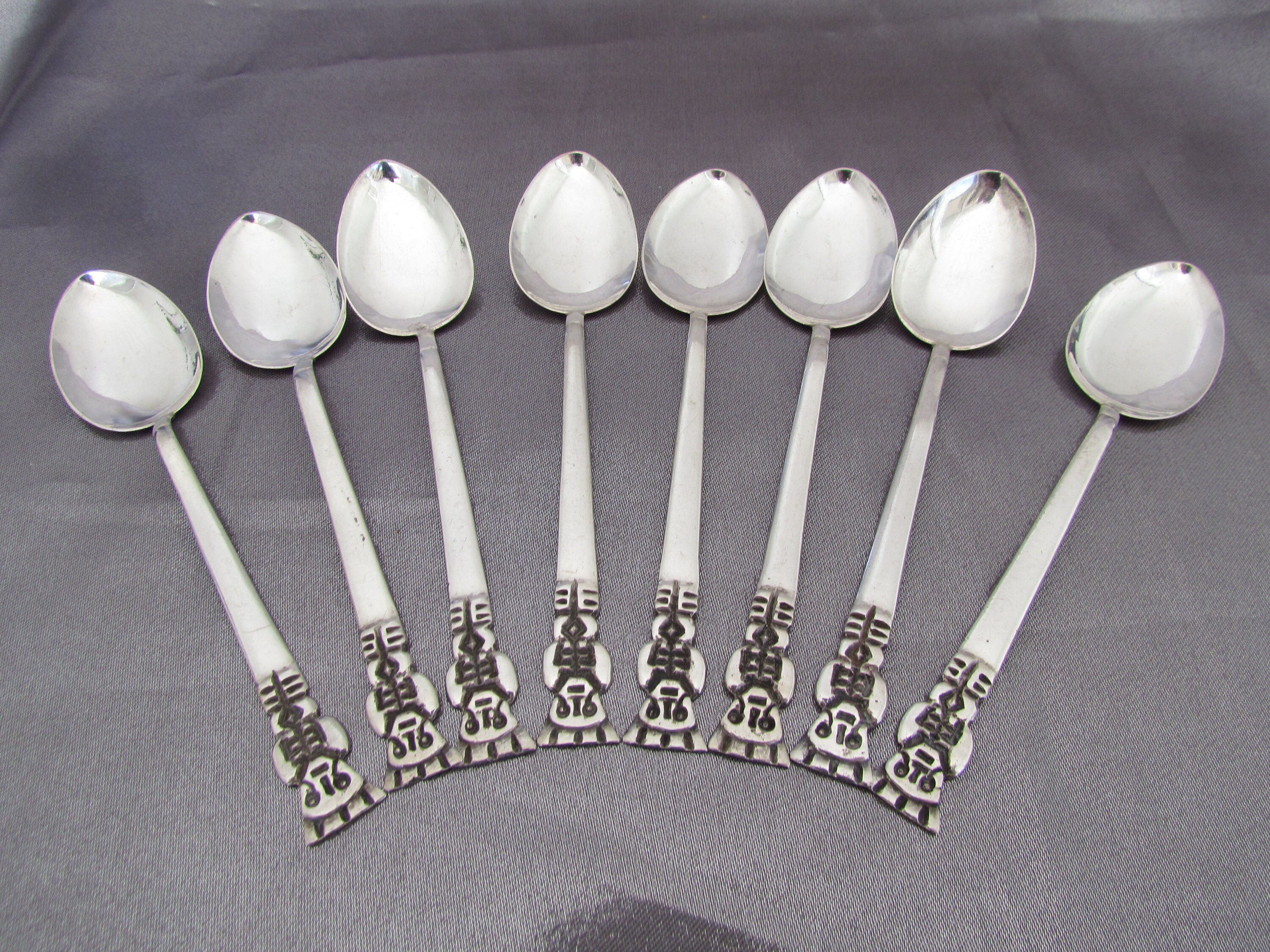 Vintage Set of 6 Peruvian Mocha Spoons, 925 Silver Expresso Spoons - Etsy