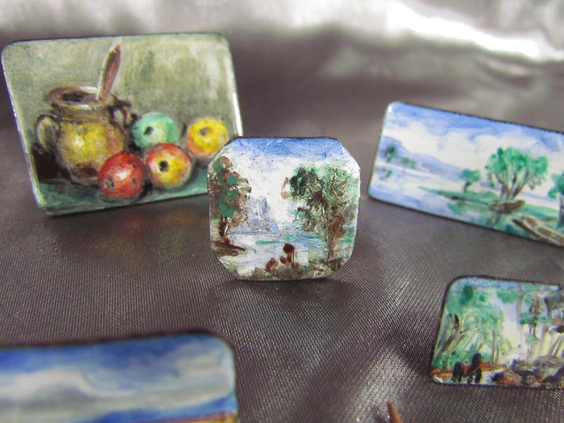 Enamels Copper, Enameled Landscapes Painting, Antique Limoges Enamels ...
